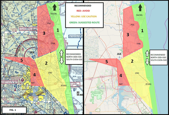Recommended VFR Routes within JAX Approach Airspace